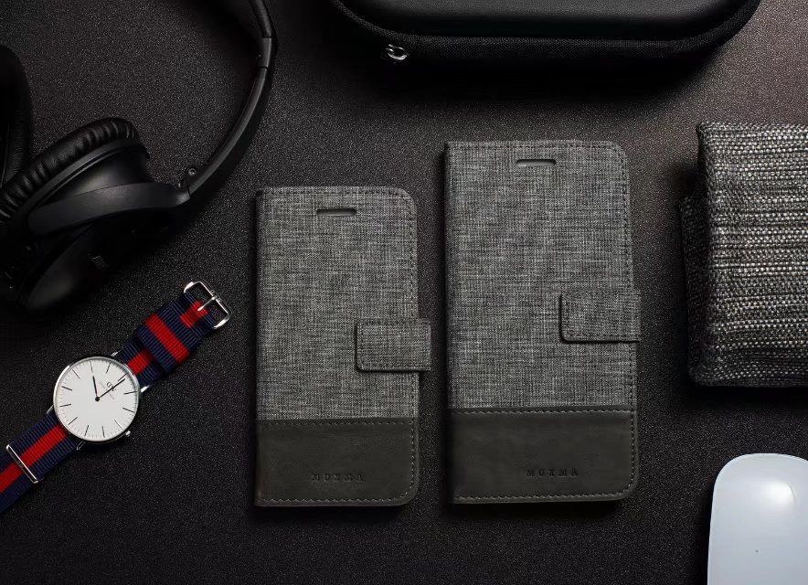 MUXMA Luxury Flip Canvas Leather Wallet Card Slot Stand Case Cover Cell ...