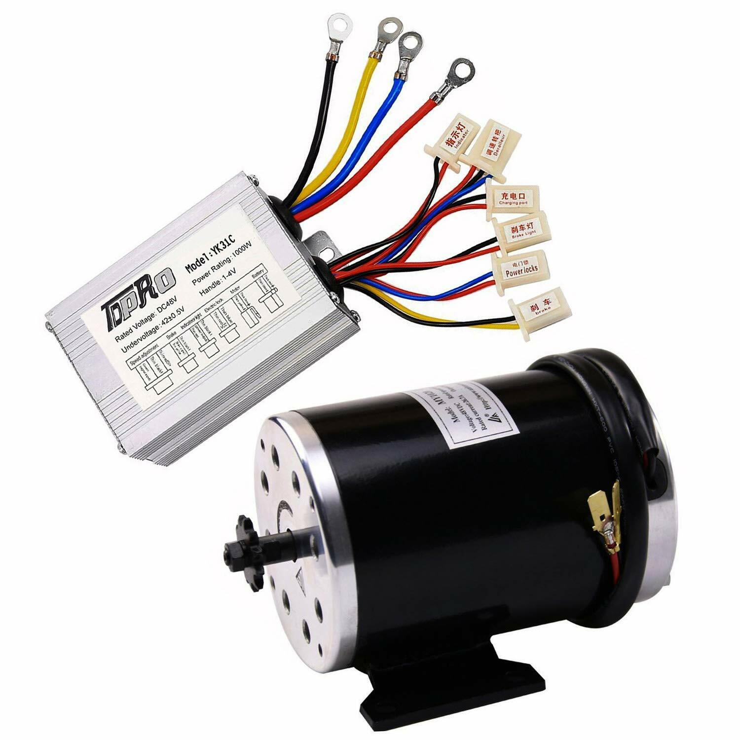 48V 1000W Electric Brush Motor + Controller for Go Kart Quad ATV ...