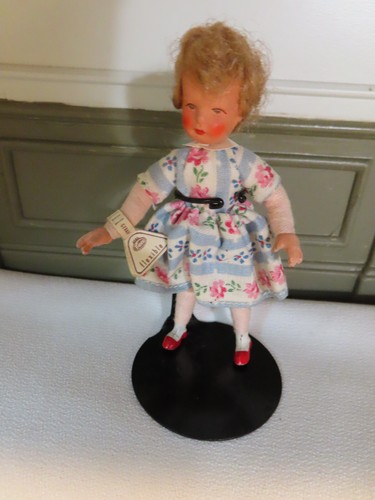 Caco dollhouse girl female doll, metal hands & feet, vintage w/ tag 1: ...