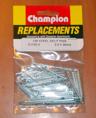SPLIT PINS COTTER PINS STEEL 2MM X 36MM BAG OF 100,Champion FREE POST ...