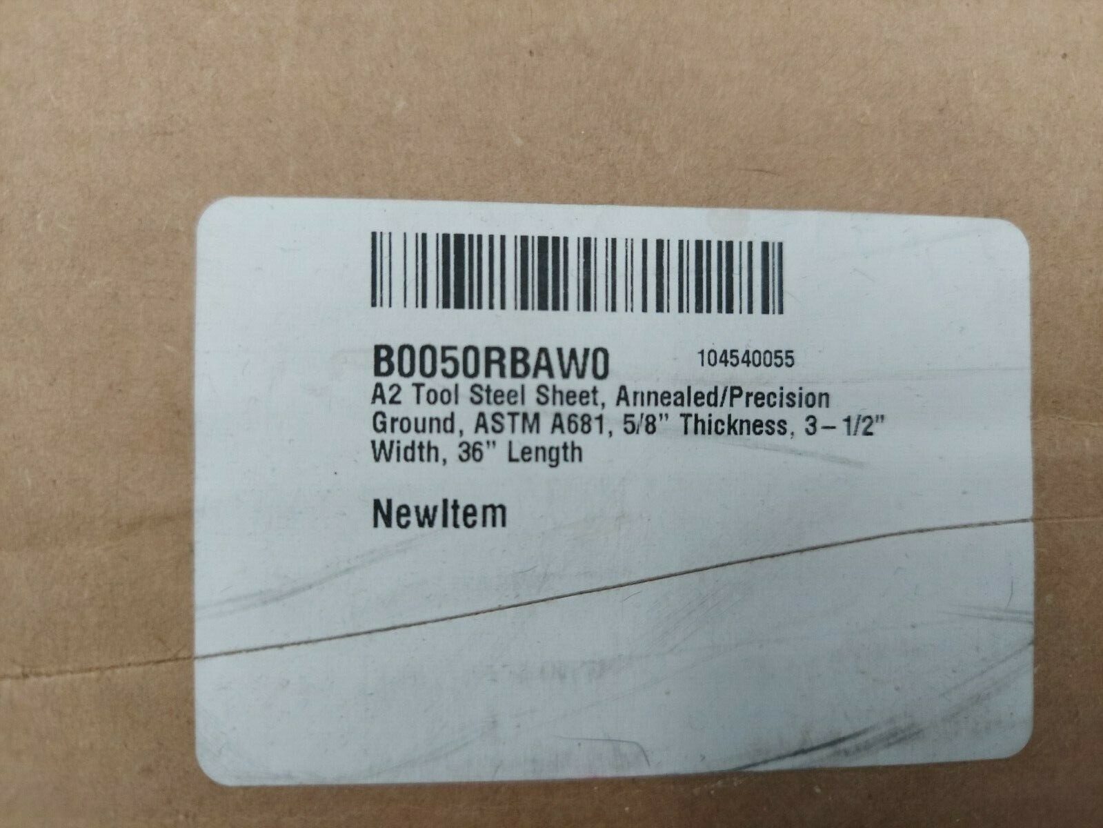 A2 Tool Steel Sheet, Annealed/Precision Ground, ASTM A681, 5/8 ...