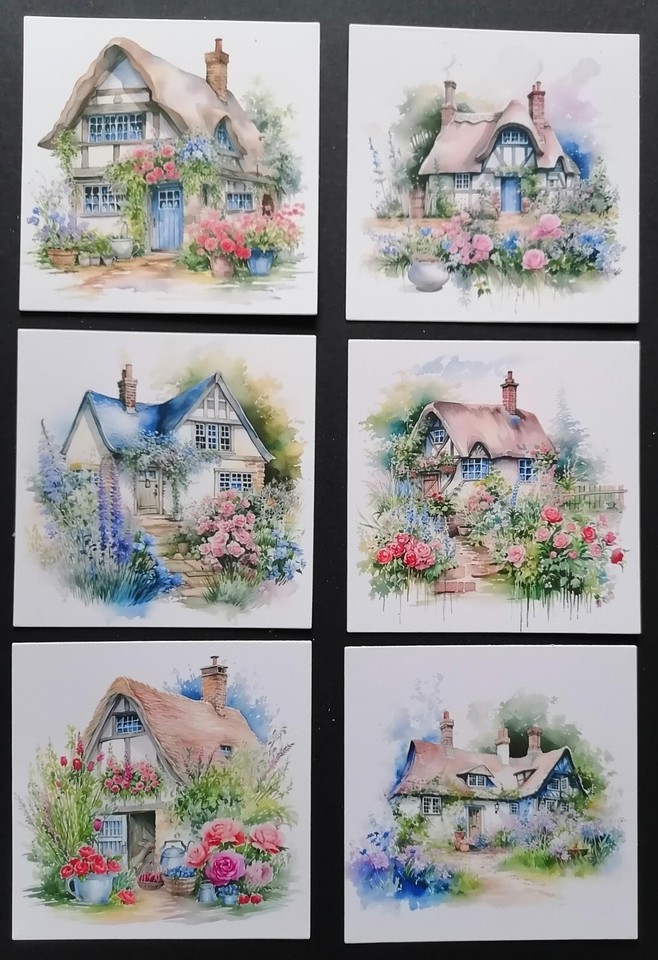 6 BEAUTIFUL FLORAL COTTAGE CARD MAKING TOPPERS NEW HOME BIRTHDAY HOUSE ...