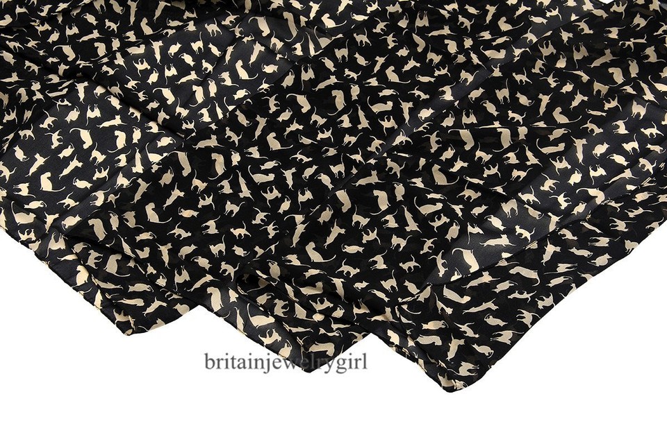 New Charm Fashion Cat Pattern Animal Print Shawl Scarf Wrap for Ladies ...