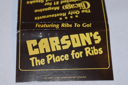 Carson's The Place for Ribs Chicago Illinois 40 Strike Matchbook Cover ...
