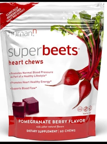 HumanN - SUPER BEETS Heart Chews, Pomegranate, 60 Count, New & Sealed ...