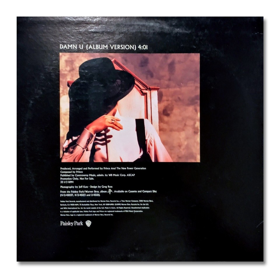 PRINCE & THE N.P.G. ‘Damn U’ 12" Vinyl Promo Single (Paisley Park, PRO ...