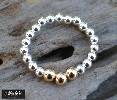 14K Gold Filled & Sterling Silver Stretch Ring. | eBay Australia