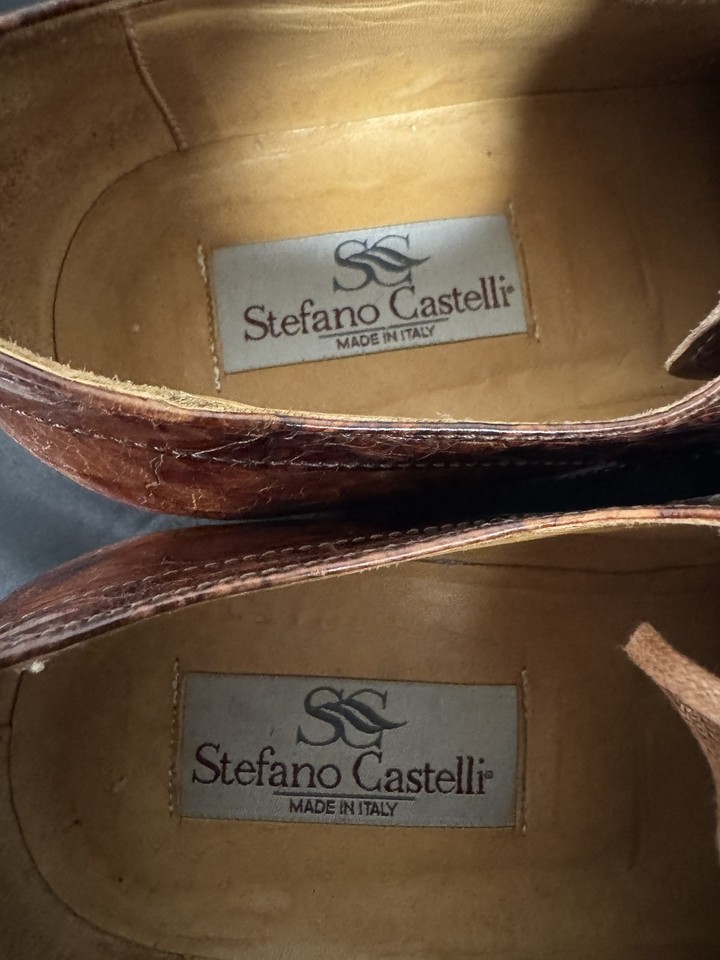 Stefano Castelli Shoes Mens Size 42 Brown Italian Leather Lace Up ...