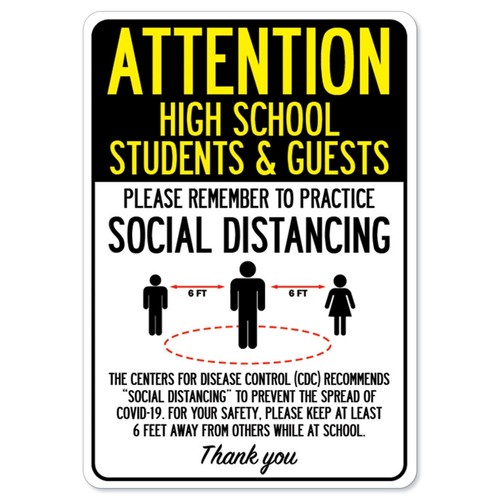 Public Safety Sign High School Social Distancing 36x48" Vinyl Decal US ...