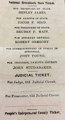 1878 Indiana National Greenback People's Independent County Ticket | eBay