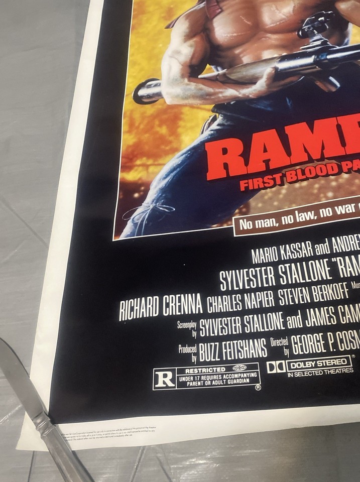 RAMBO First Blood PART II 1985 27X41 ROLLED NM MOVIE POSTER SYLVESTOR ...