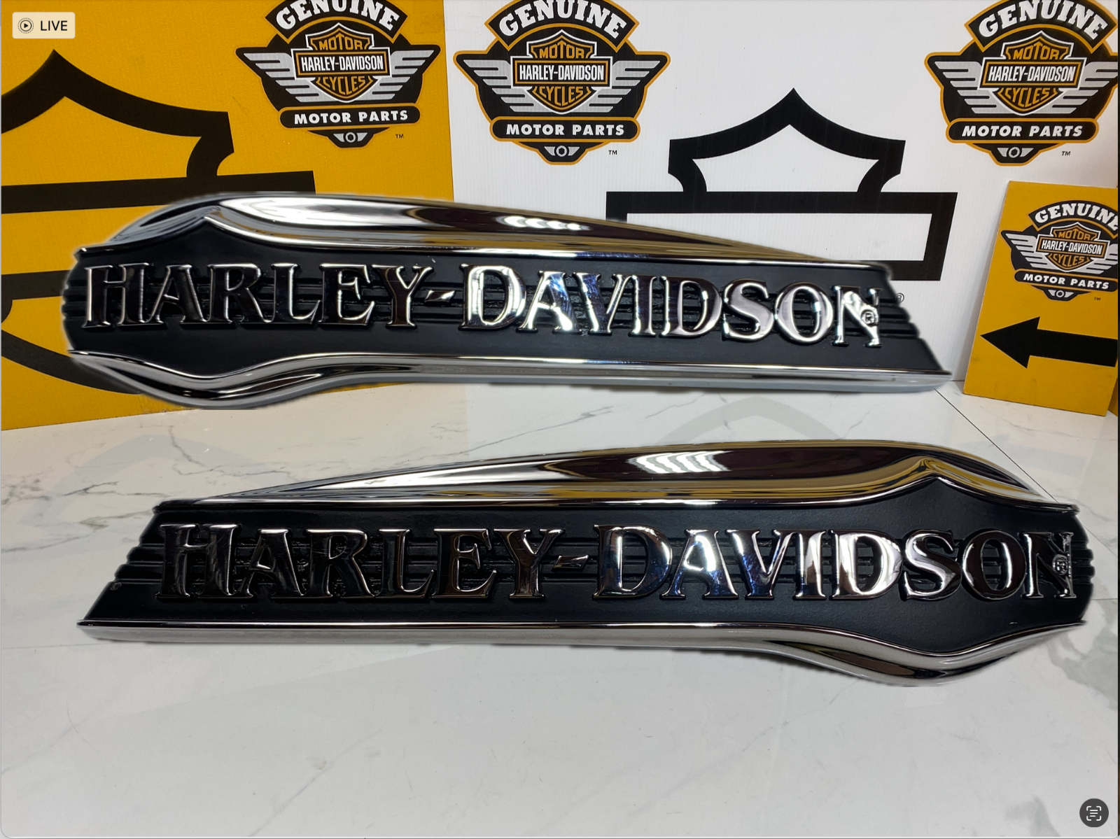 OEM 08-25 Harley Touring 6gal Fuel Gas Tank Emblems Badges Thick Chrome ...