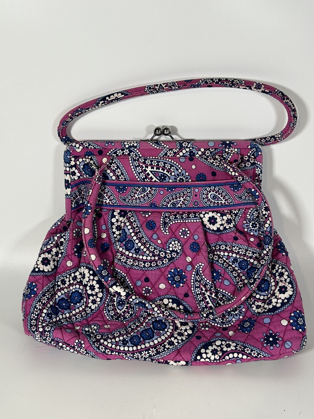 VERA BRADLEY Boysenberry Frame Bag Pink Blue Paisley Purse Handbag ...