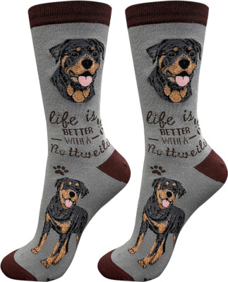 E&S Pets Pet Lover Socks, Life is Better with a Rottweiler, One size ...