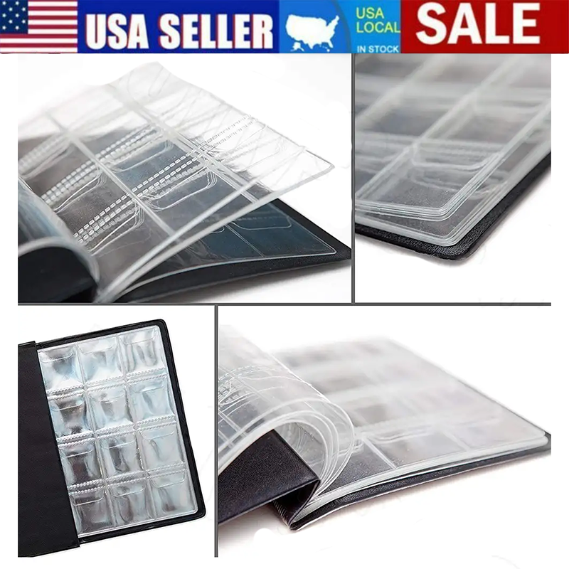 USBlack 120 Pockets Coin Collection Storage Book Album Money Holder ...