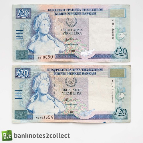 CYPRUS: 2 x 20 Cypriot Pound Banknotes. | eBay