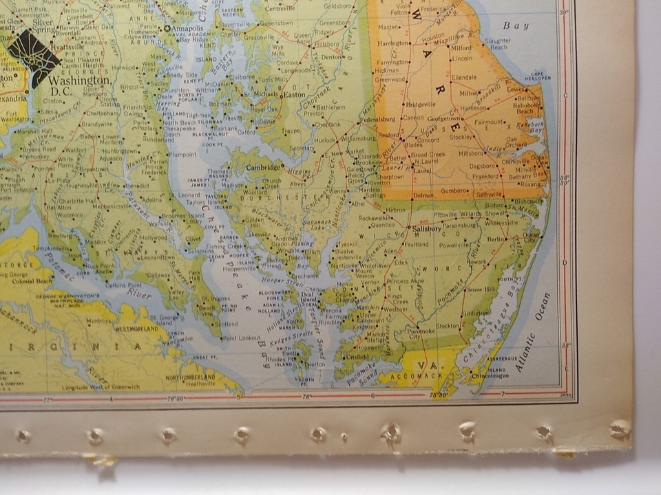 1957 Vintage MARYLAND & DELAWARE Atlas Map Antique Encyclopedia ...