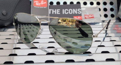 New Ray Ban RB3025 W3277Aviator Large Sunglasses Silver w/58mm Gray ...