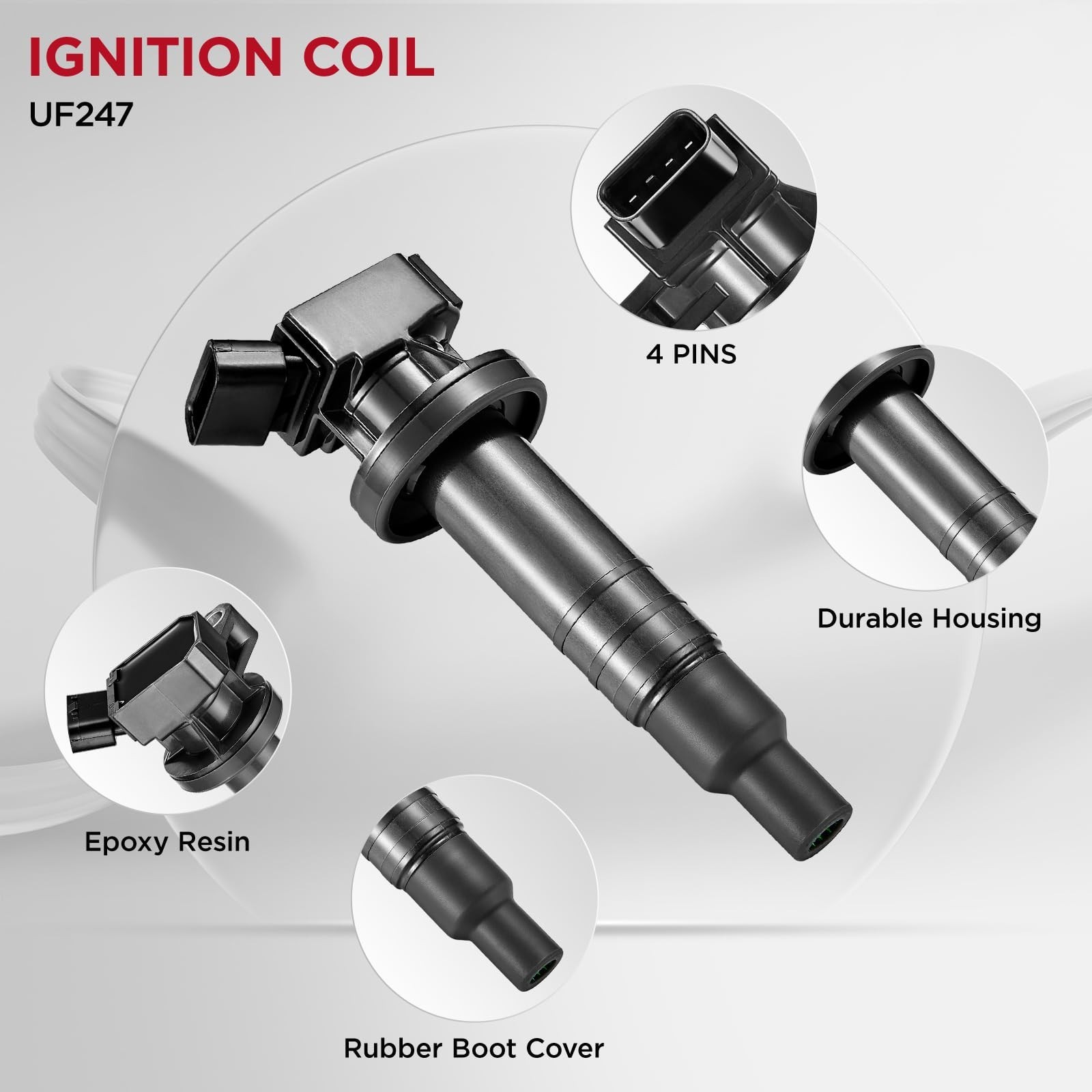 Set of 4 Ignition Coil UF247 Compatible with Toyota 03-08 Matrix 00-08 ...