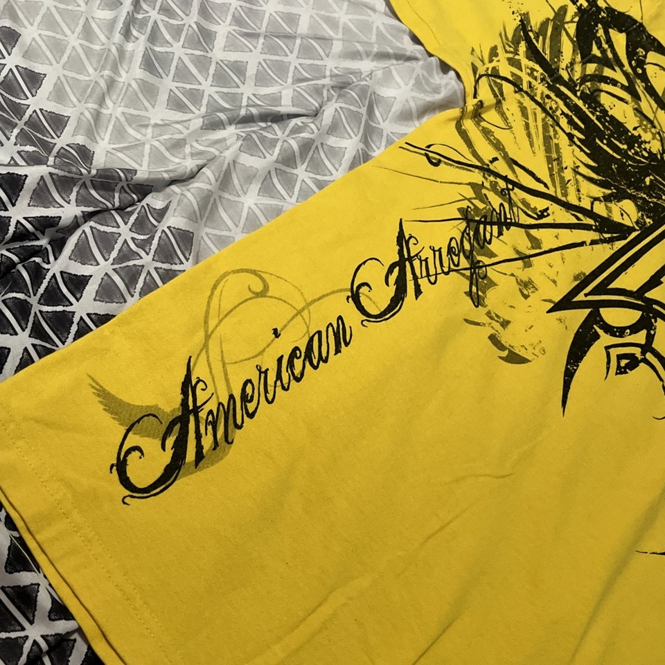 Vintage Y2K Tapout American Arrogant T Shirt Men's L Yellow Grunge ...