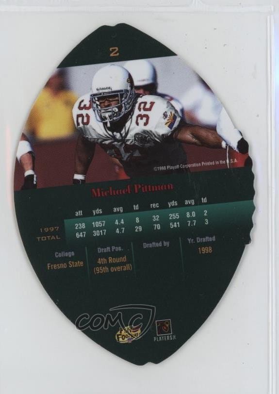 1998 Playoff Contenders Leather Footballs Red Michael Pittman #2 Rookie ...