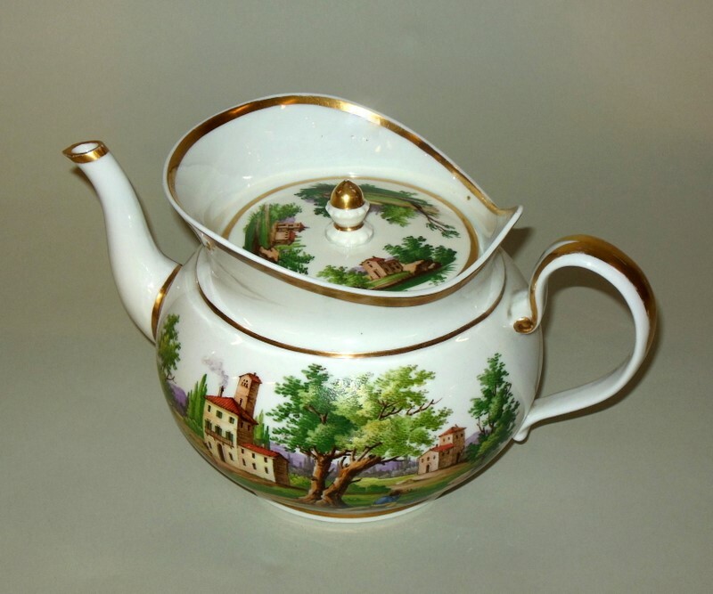 RARE Prow Boat TEA POT Ceramic Hand Painted Museum 19th C. Coffee | eBay