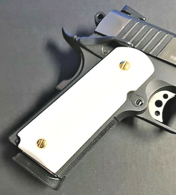 GRIPS 1911 FAUX IVORY SMOOTH FULL SIZE fits GOVT KIMBER SIG SPRINGFIELD ...