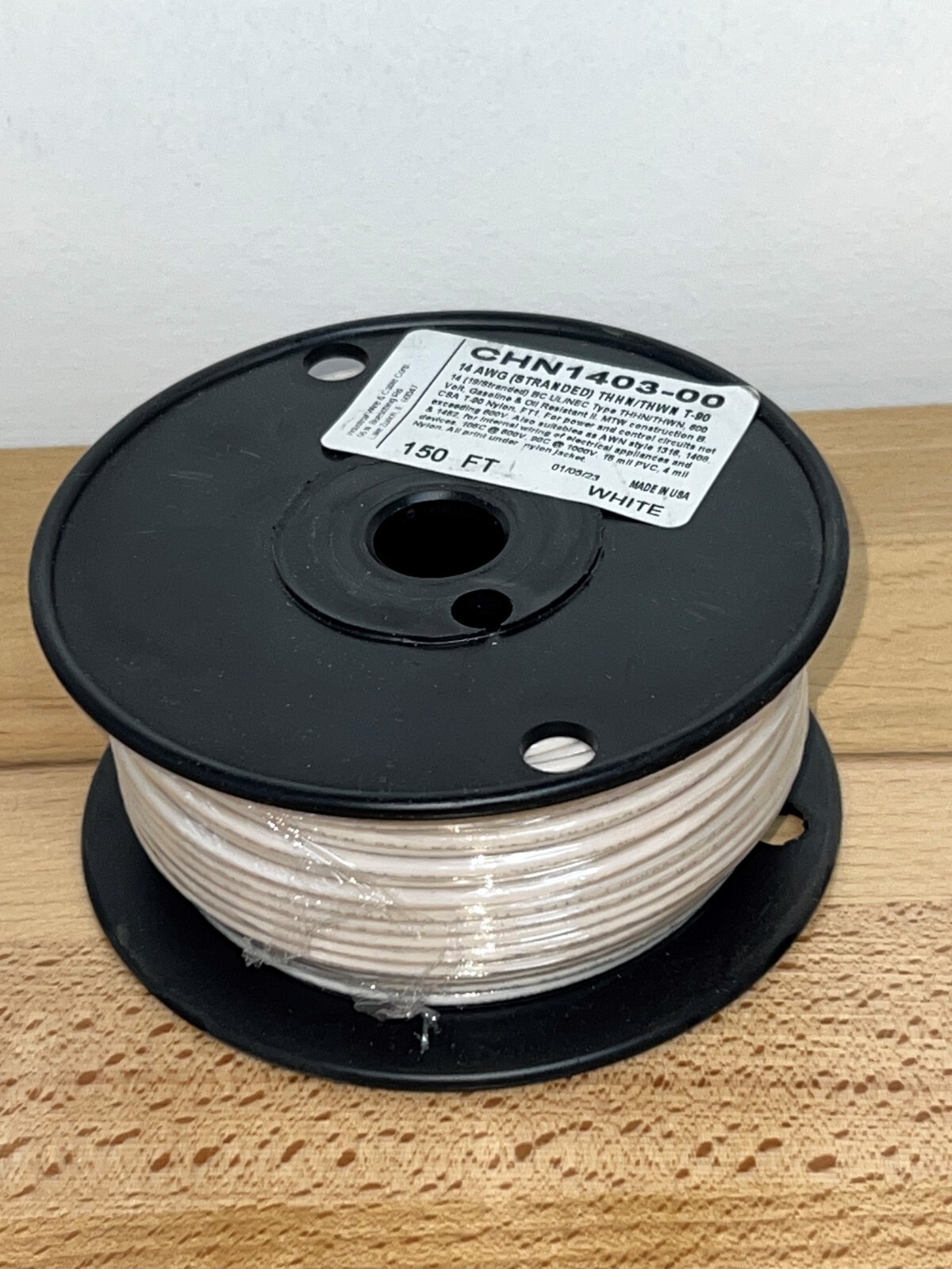 #14 Gauge White Copper Stranded Wire 150' FT Roll THHN/THWN UL Listed ...