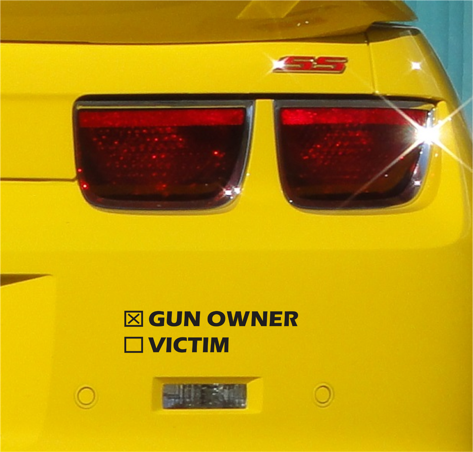 Gun Owner Or Victim Bumper Sticker Vinyl Decal Pro NRA Pistol Bullet ...