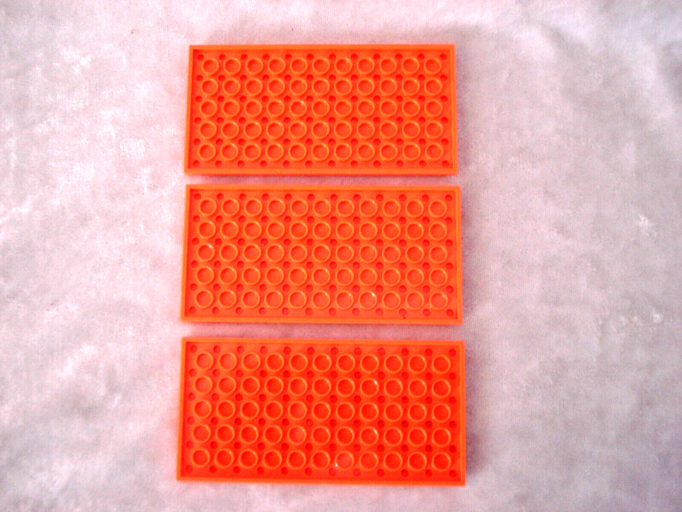 Lot of 3 LEGO 6x12 Flat Base Plates 3028, Orange, Platforms Bricks ...