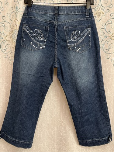 Blue Identity Women's Stretch Blue Medium Wash Capris Size 8 (31"x19 ...