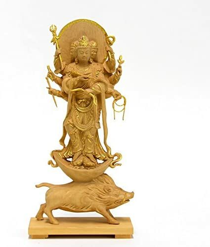 kaiu art Marishiten Standing Statue Wood carving Buddha Marīci H135mm ...