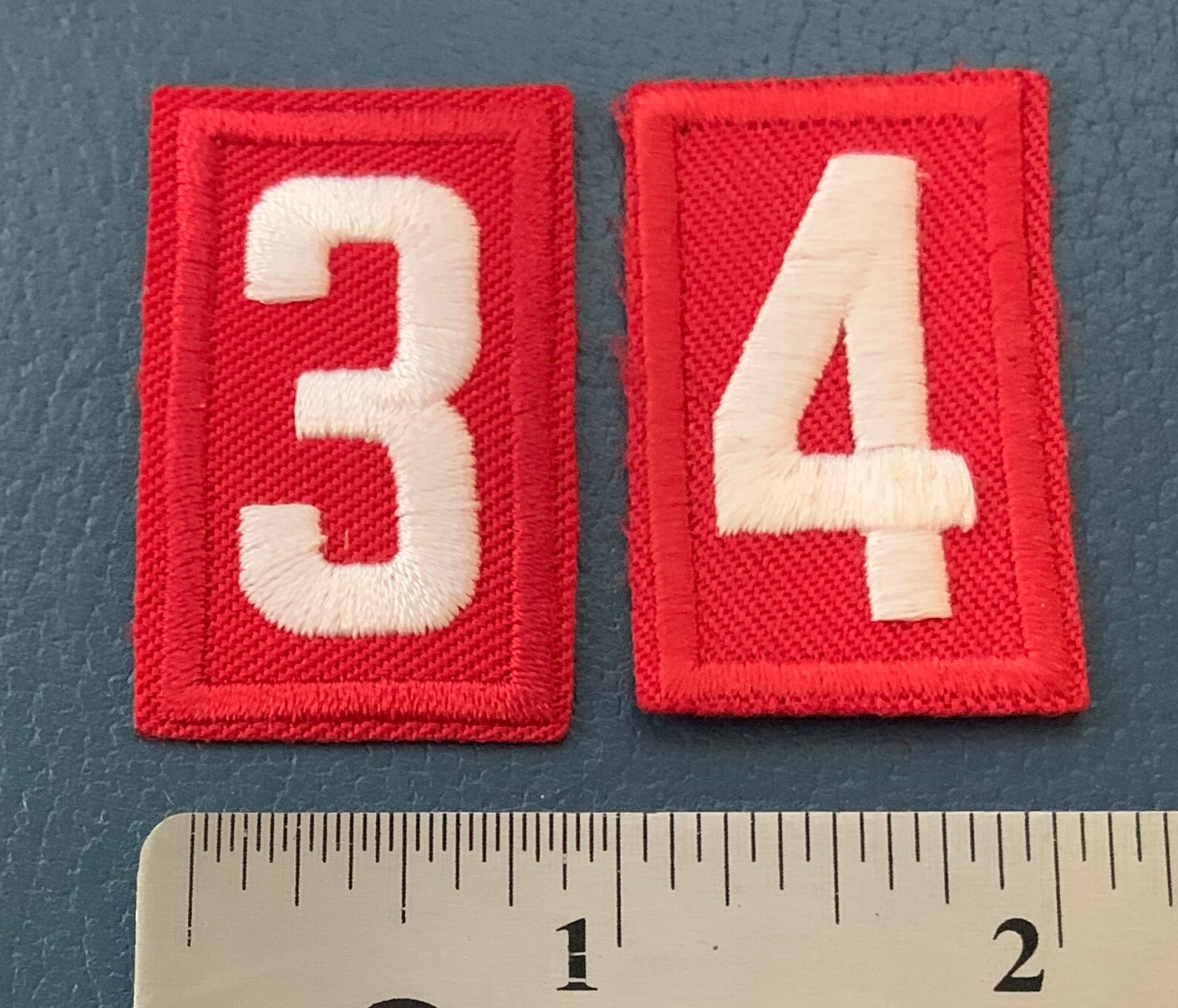 NOS TROOP 34 Boy Scout Red & White Unit Number # PATCHES BSA Badge 3 4 ...