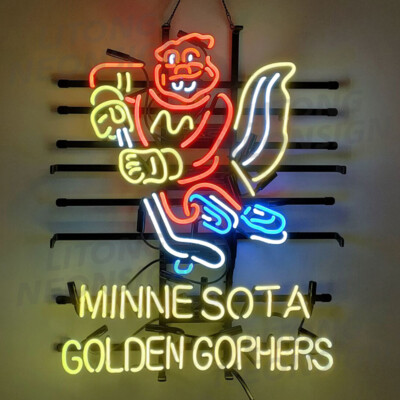 Minnesotta Golden Gophers Neon Light Sign Beer Man Cave Wall Decor ...