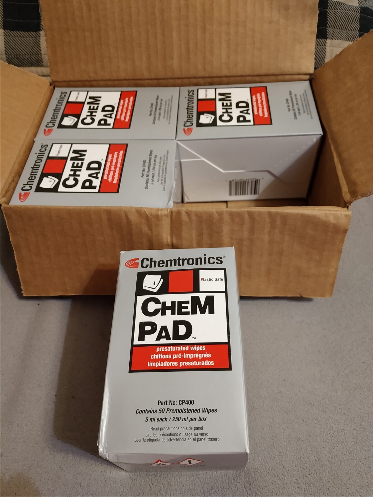 New Case 200 Chemtronics CP400 Chem Pad Premoistened Alcohol Wipes Pads ...