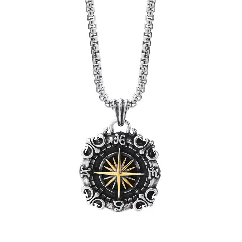 Mens Womens Vintage Nautical North Star Compass Pendant Protection ...