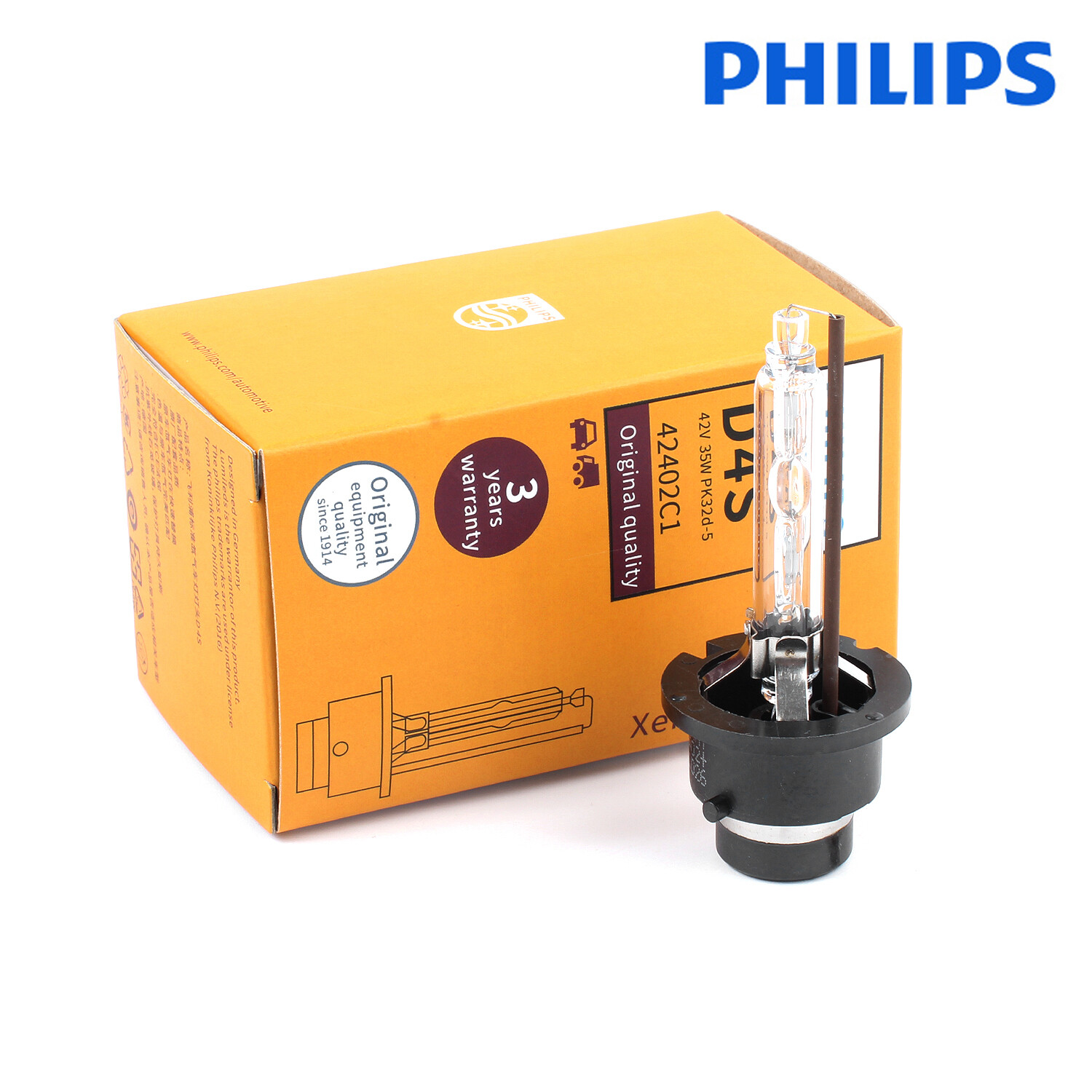 2 x PHILIPS D4S 42402C1 HID Xenon Hi or lo beam Standard 35W Bulb Made ...