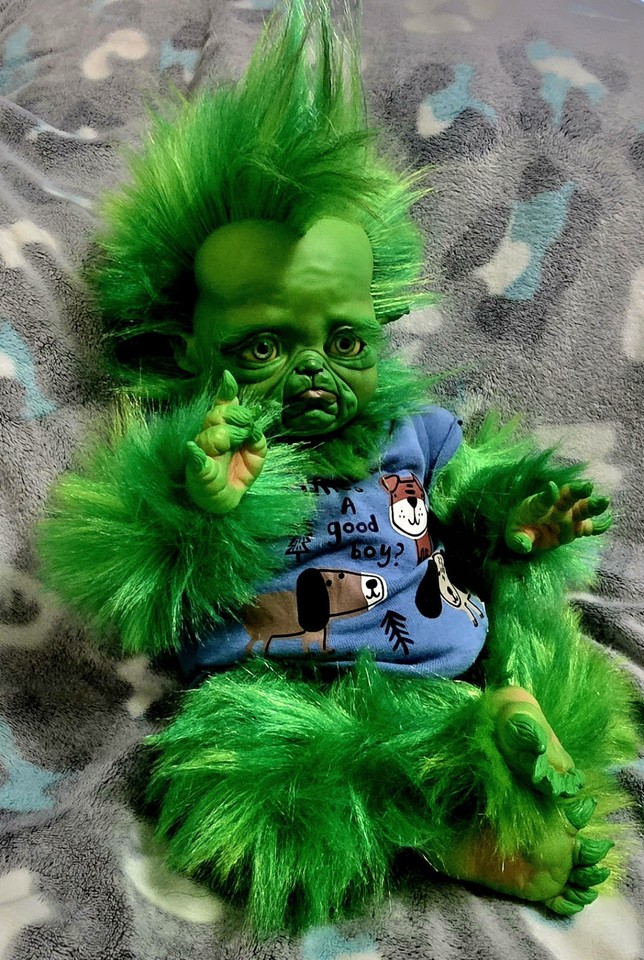 Ooak Jolly Grinch Reborn Doll Hand Rooted And Painted! | eBay