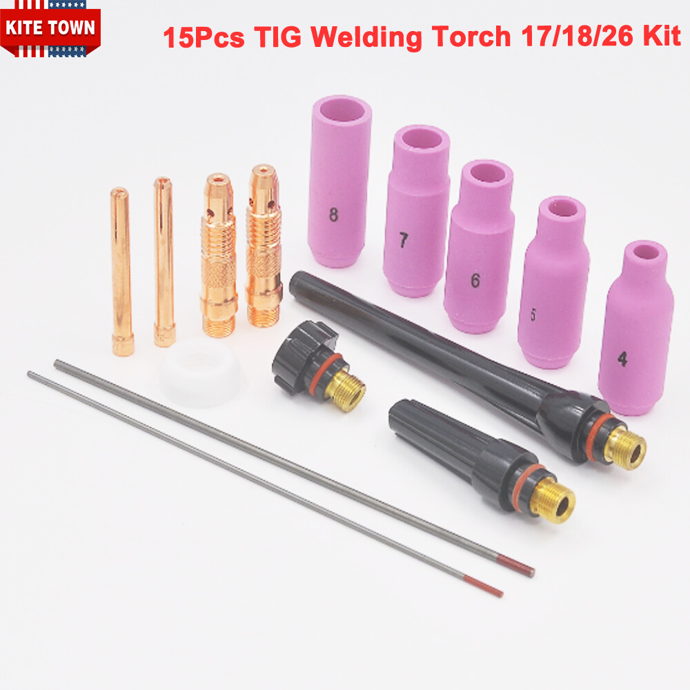 15x TIG Torch Kit for Torch 17/18/26 Stubby Gas Lens Regular Setup(1/16 ...