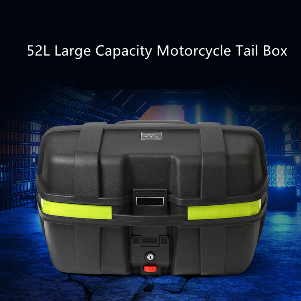 52L Black Motorcycle Scooter Rear Box Tail Luggage Storage Case 56cmx ...