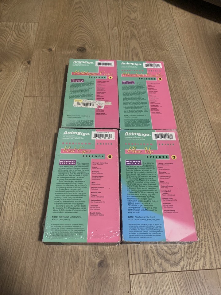 BubbleGum Crisis VHS Lot (4 Tapes) Mix Dubbed 1994 | eBay