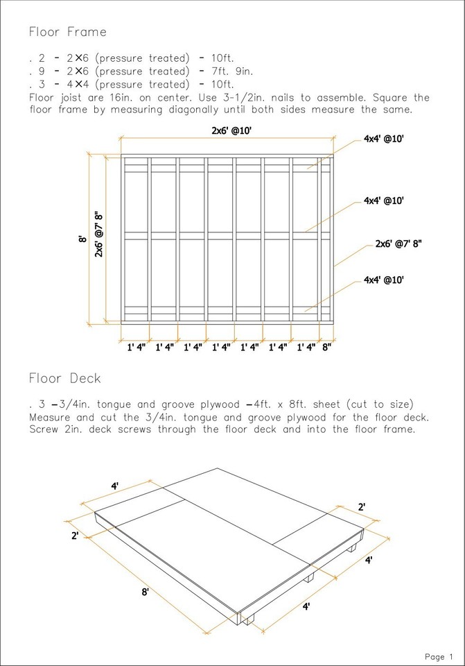 8x10 Learn to Shed Plan (PDF Plans and A4 Hard Copy) | eBay