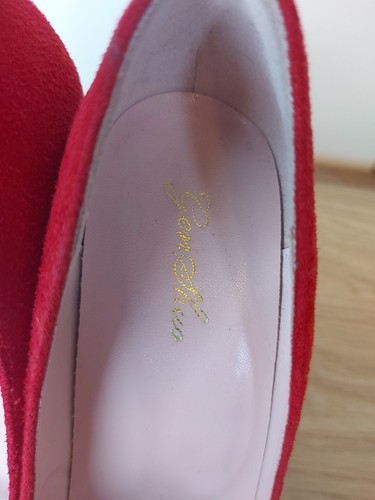 Red Suede Gen Shuo Stiletto Pointed Toe High Heel 4.75 Inch Heel Size ...