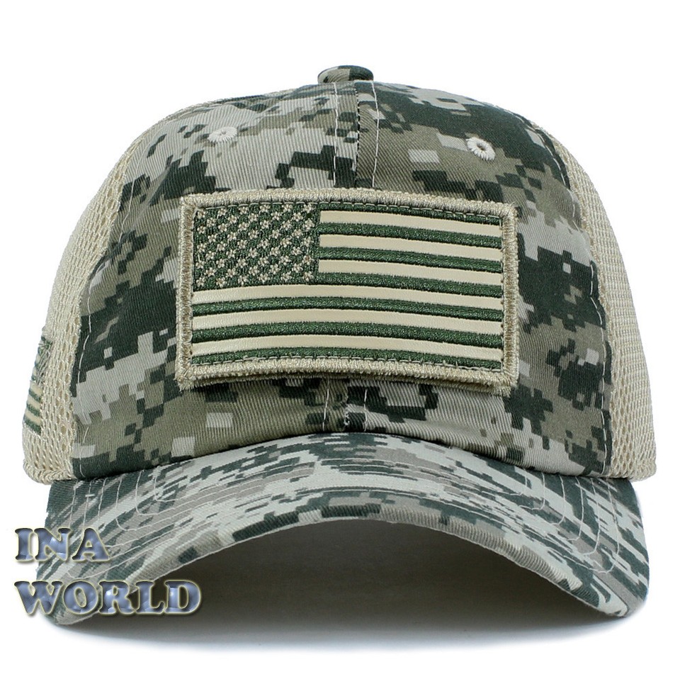 USA Flag Hat Detachable Patch Tactical Operator Micro Mesh Military ...