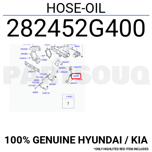 282452G400 Genuine Hyundai / KIA HOSE-OIL | eBay