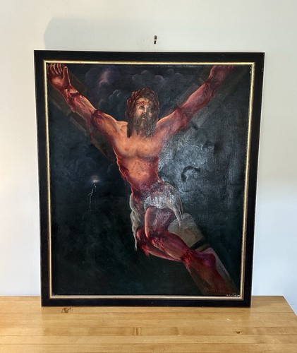 MARTIN JOSEPH MURRAY OIL ON CANVAS JESUS Crucifixion FRAMED PAINTING 39 ...