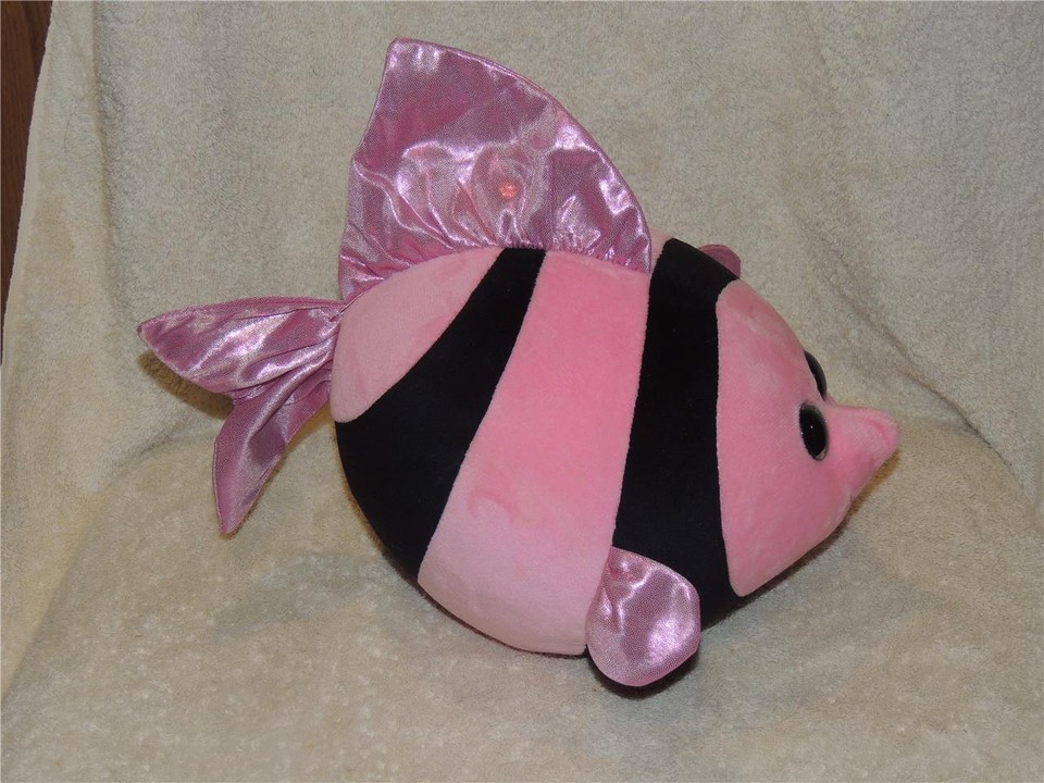 Gilly Fish Beanie Ballz Medium Pink Black Angelfish Plush Stuffed Ty ...