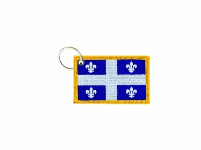 Keychain keyring embroidered embroidery patch double sided flag quebec ...