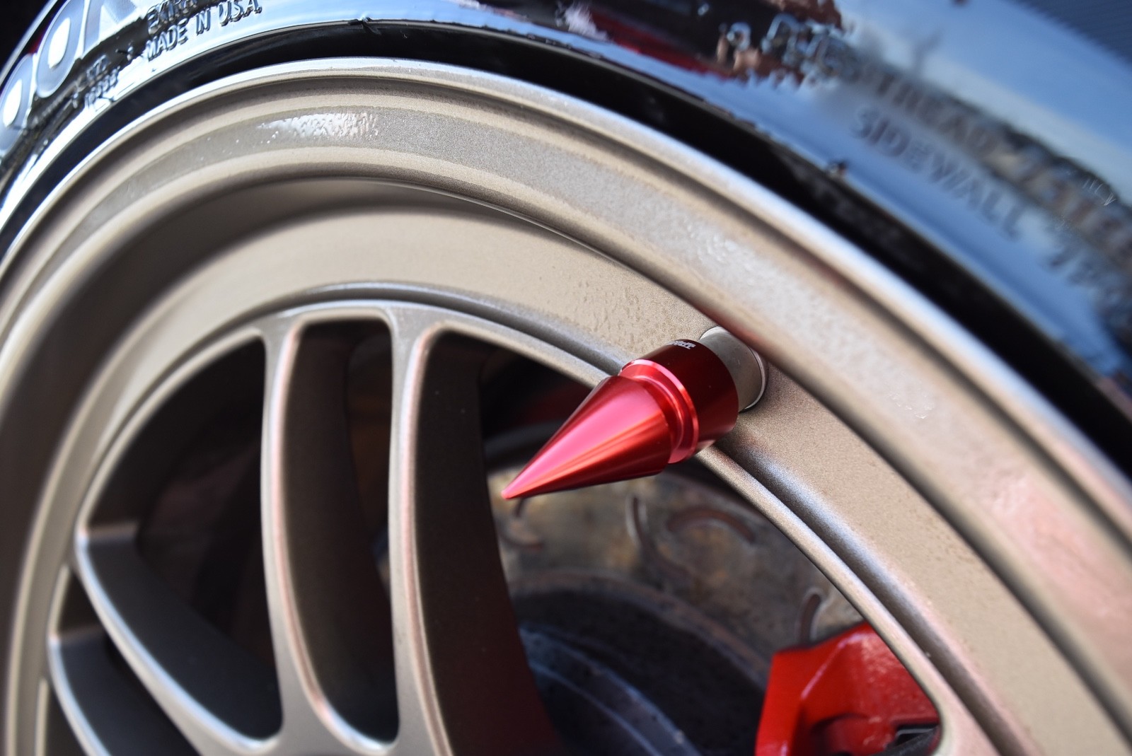 4 TRUE SPIKE GOLD ALUMINUM SPIKED TPMS WHEEL RIM AIR VALVE STEM COVER ...