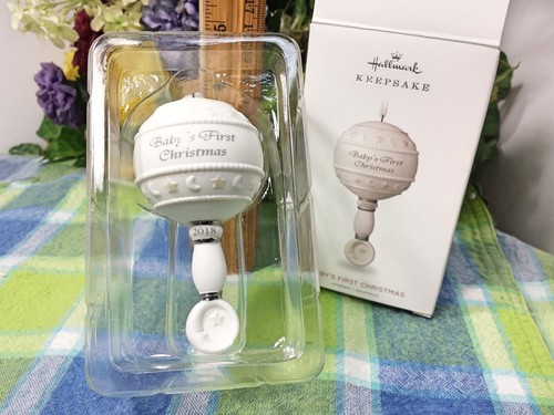 Hallmark Baby's First Christmas ornament 2018 Porcelain rattle | eBay